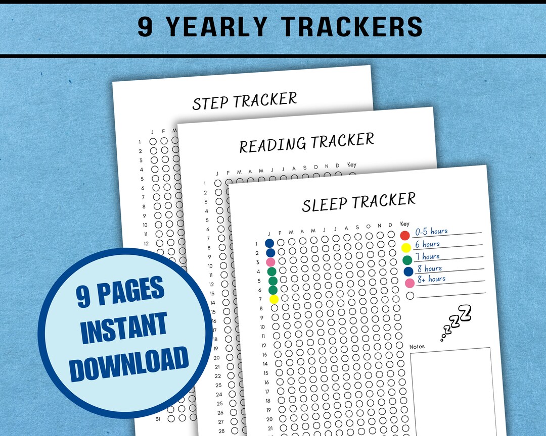 Yearly Tracker Bundle, Printable Goal Tracker, Print at Home Mood ...