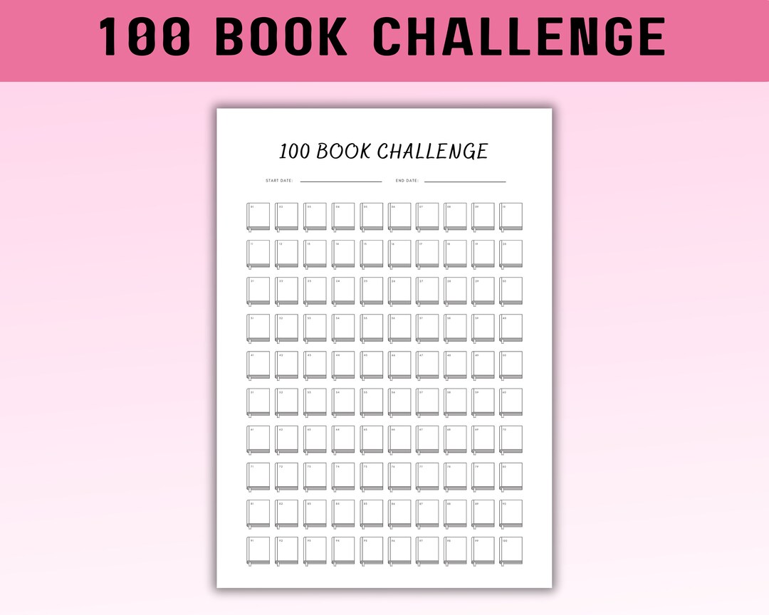 100 Book Reading Challenge, Printable Reading Log, A5 Journal Page, Daily Habit Tracker, Book ...