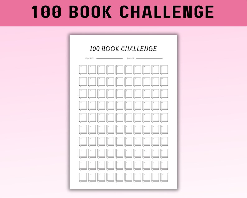 100 Book Reading Challenge, Printable Reading Log, A5 Journal Page, Daily Habit Tracker, Book ...