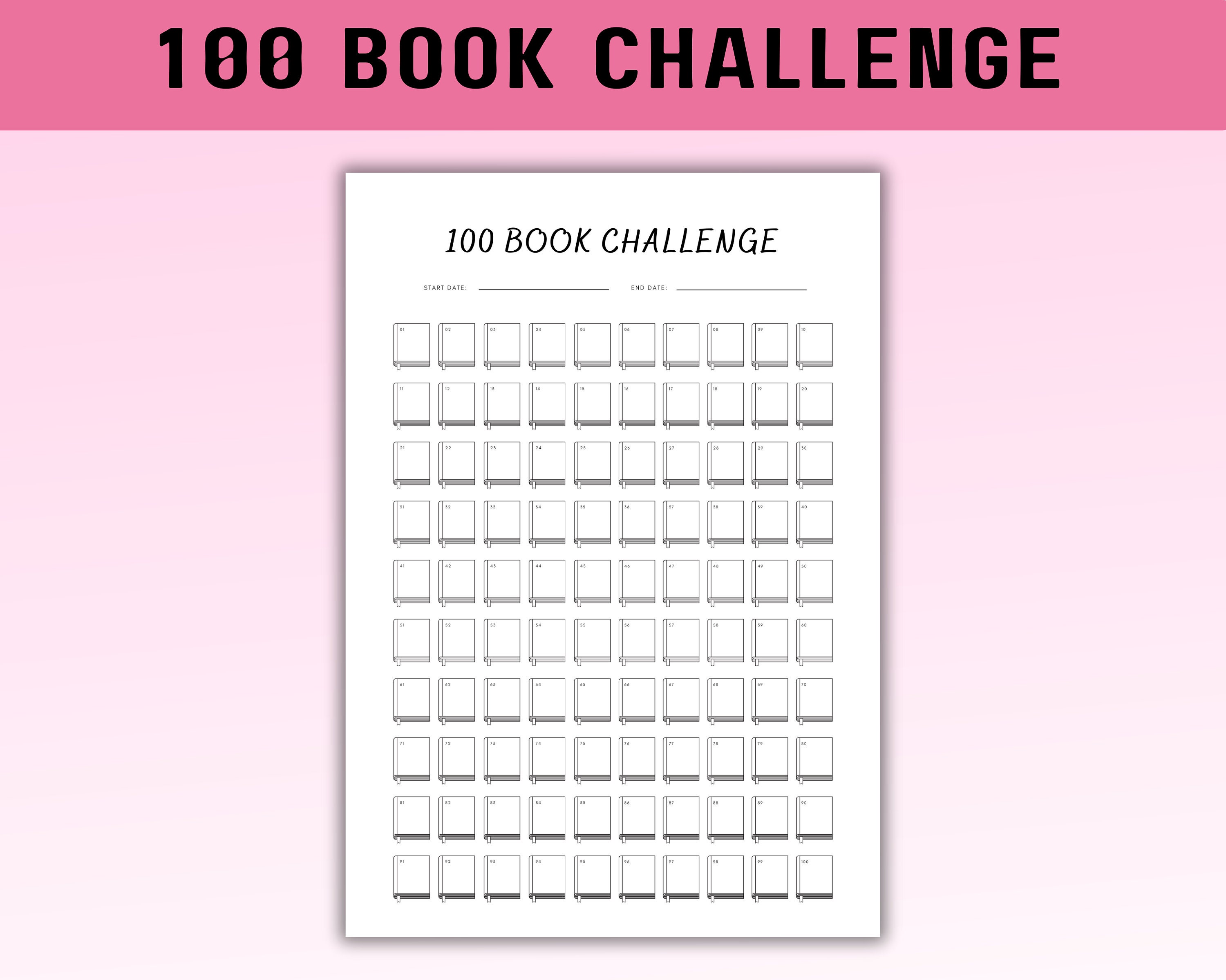100 Book Reading Challenge, Printable Reading Log, A5 Journal Page ...