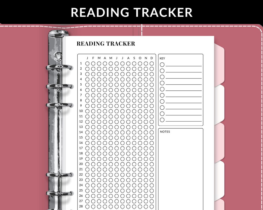 Yearly Reading Tracker Printable, Reading Log, A5 Journal Page, Daily ...