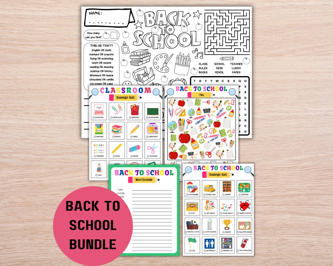 Back to School Activity Bundle, Printable Back to School Games, First ...