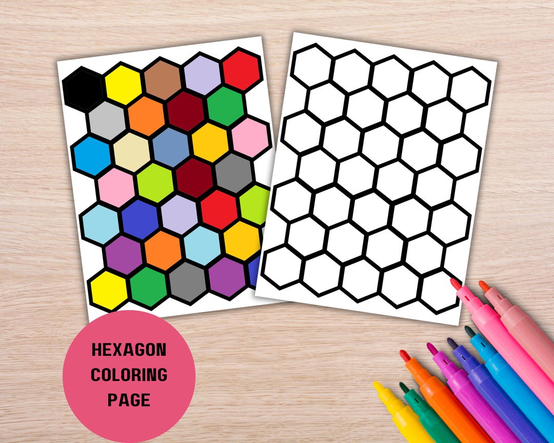 Easy Coloring Page, Simple Coloring Page Printable, Hexagon Coloring ...