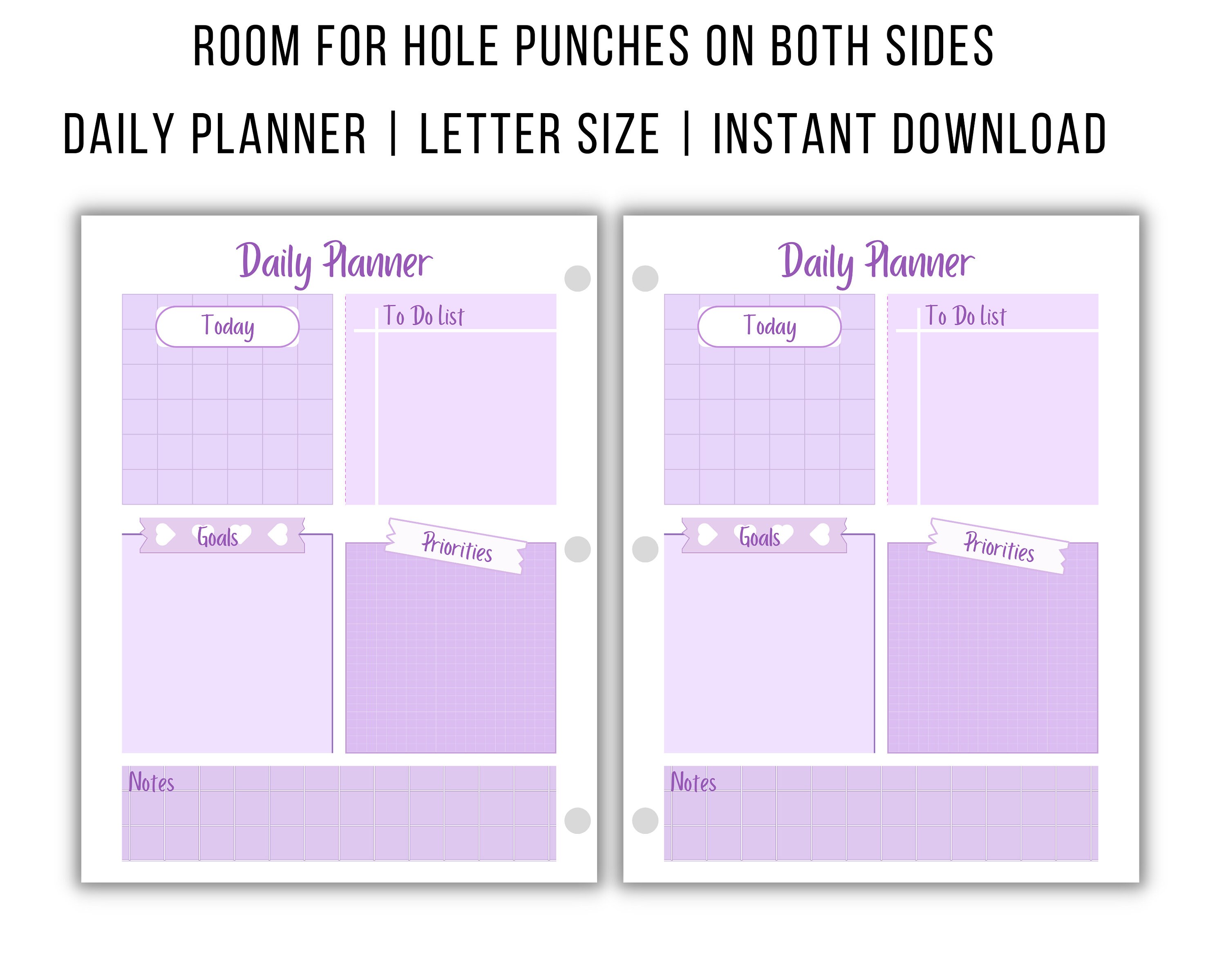 Purple Daily Planner Printable Planner - Etsy