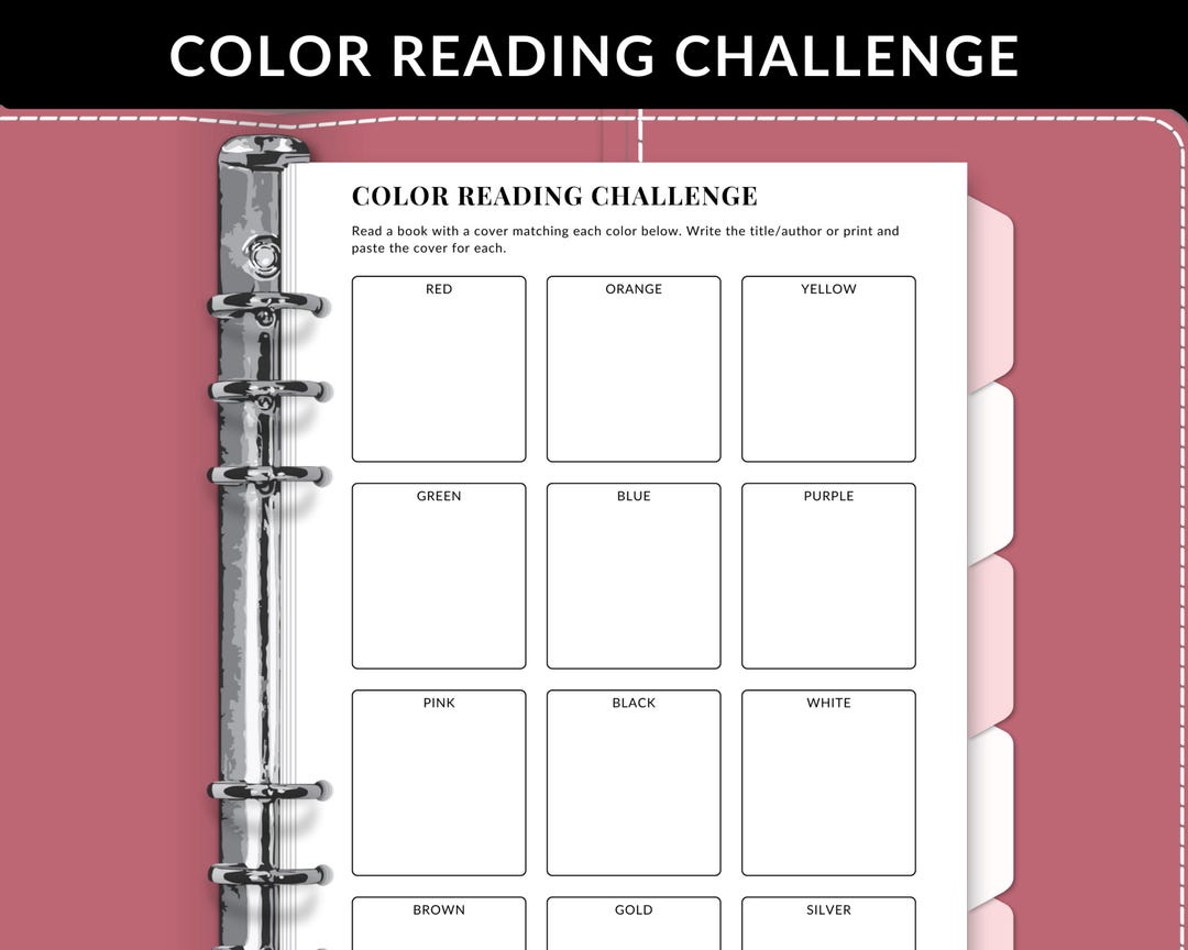 Color Reading Challenge, Printable Book Tracker, A5 Journal Insert (PDF ...