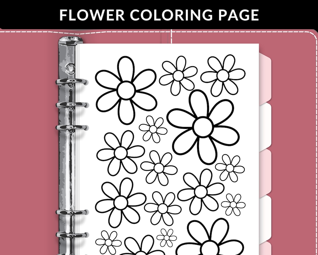 Easy Coloring Page for A5 Journal, Simple Printable Coloring Page for ...