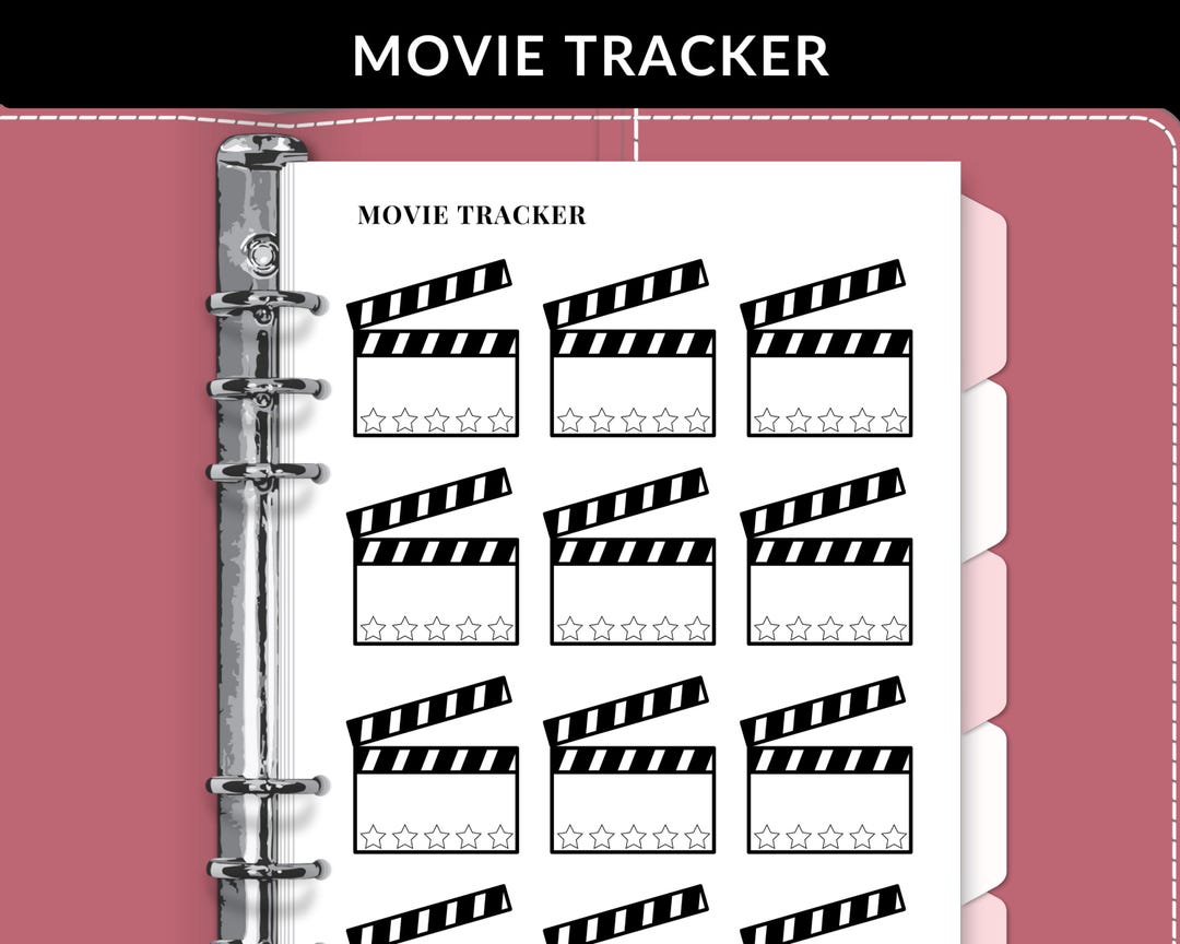 Monthly Movie Tracker for A5 Journal, Printable Movie Log, Track and ...