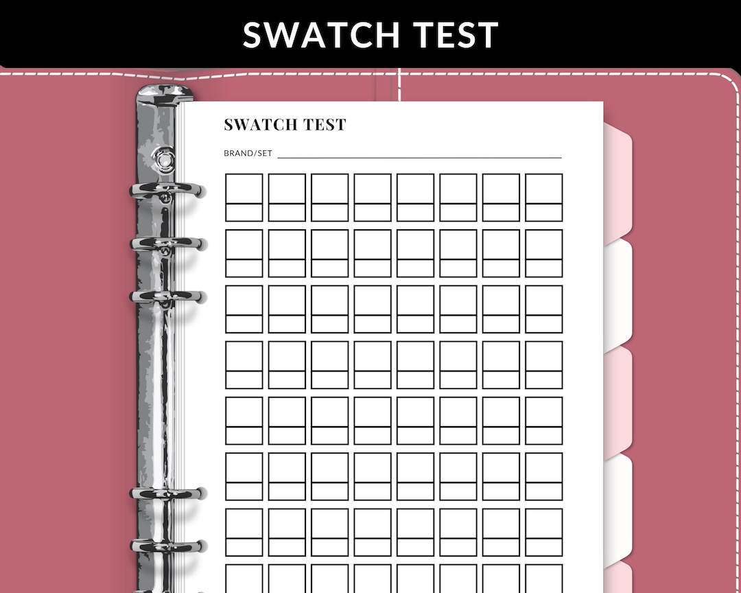 Swatch Test, Swatch Template for A5 Journal, Printable Marker Test Page ...