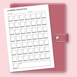 50 Book Reading Challenge, Reading Journal, Printable Reading Log, A5 ...