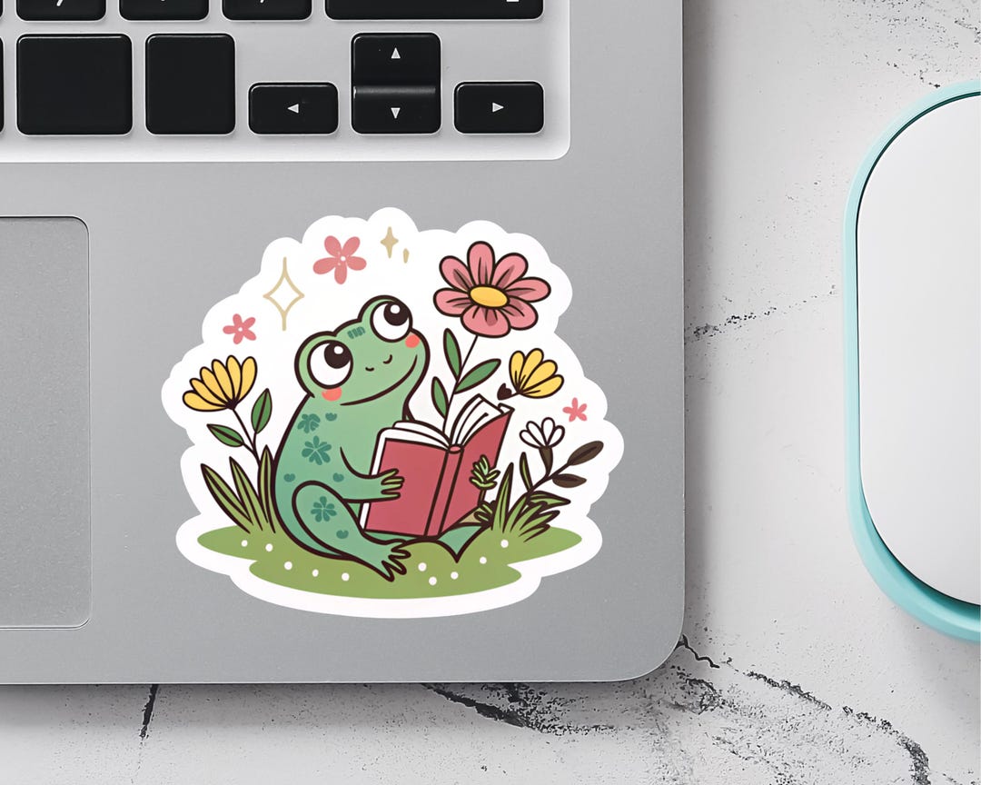 Frog With Books, Sticker for Book Lovers - Etsy