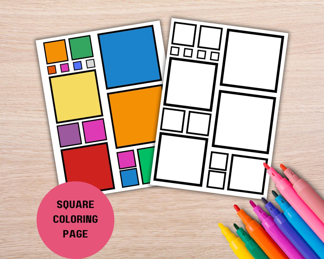 Easy Coloring Page, Simple Coloring Page Printable, Square Coloring ...