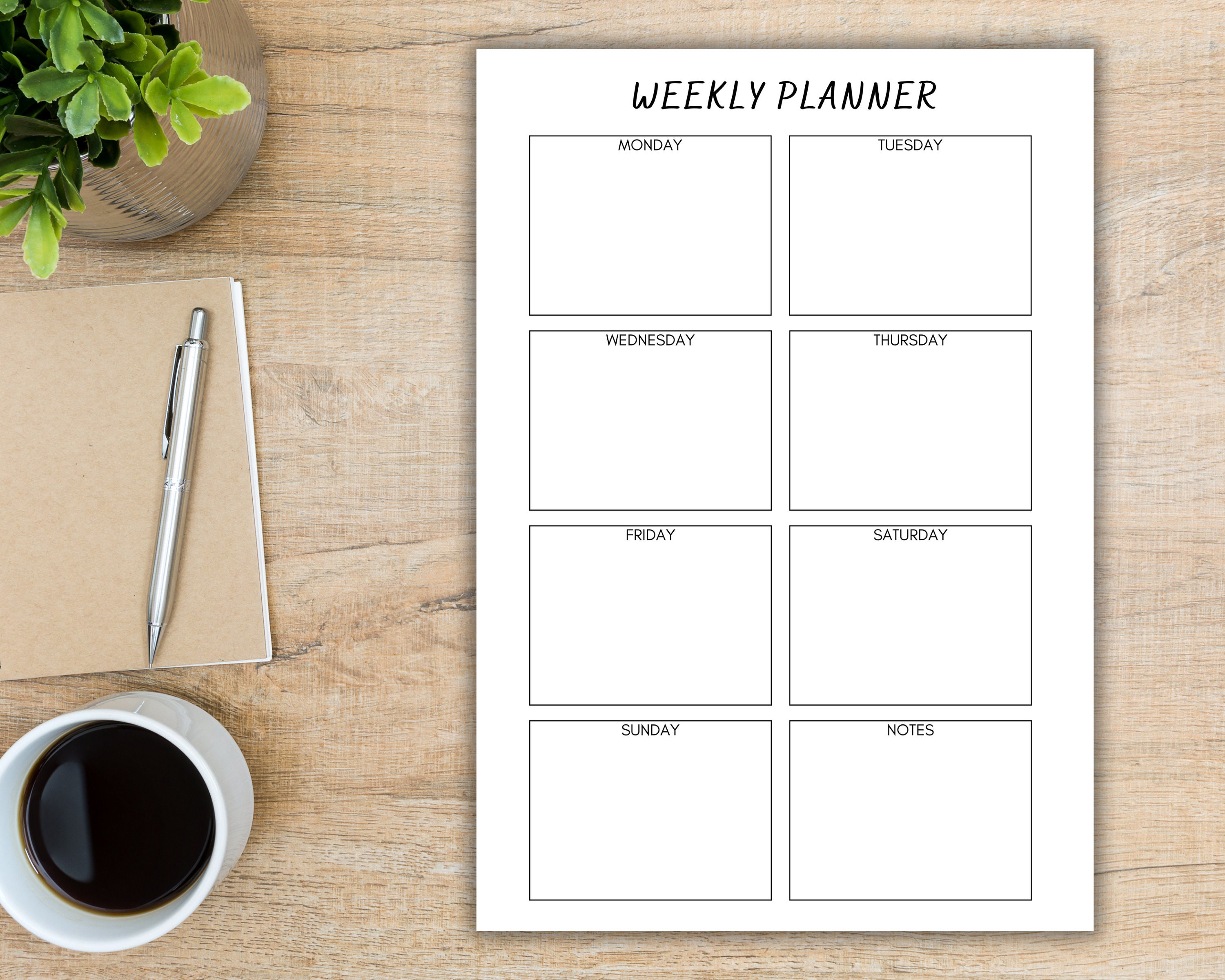 Printable Weekly Planner, Printable Weekly Schedule, Simple Weekly ...