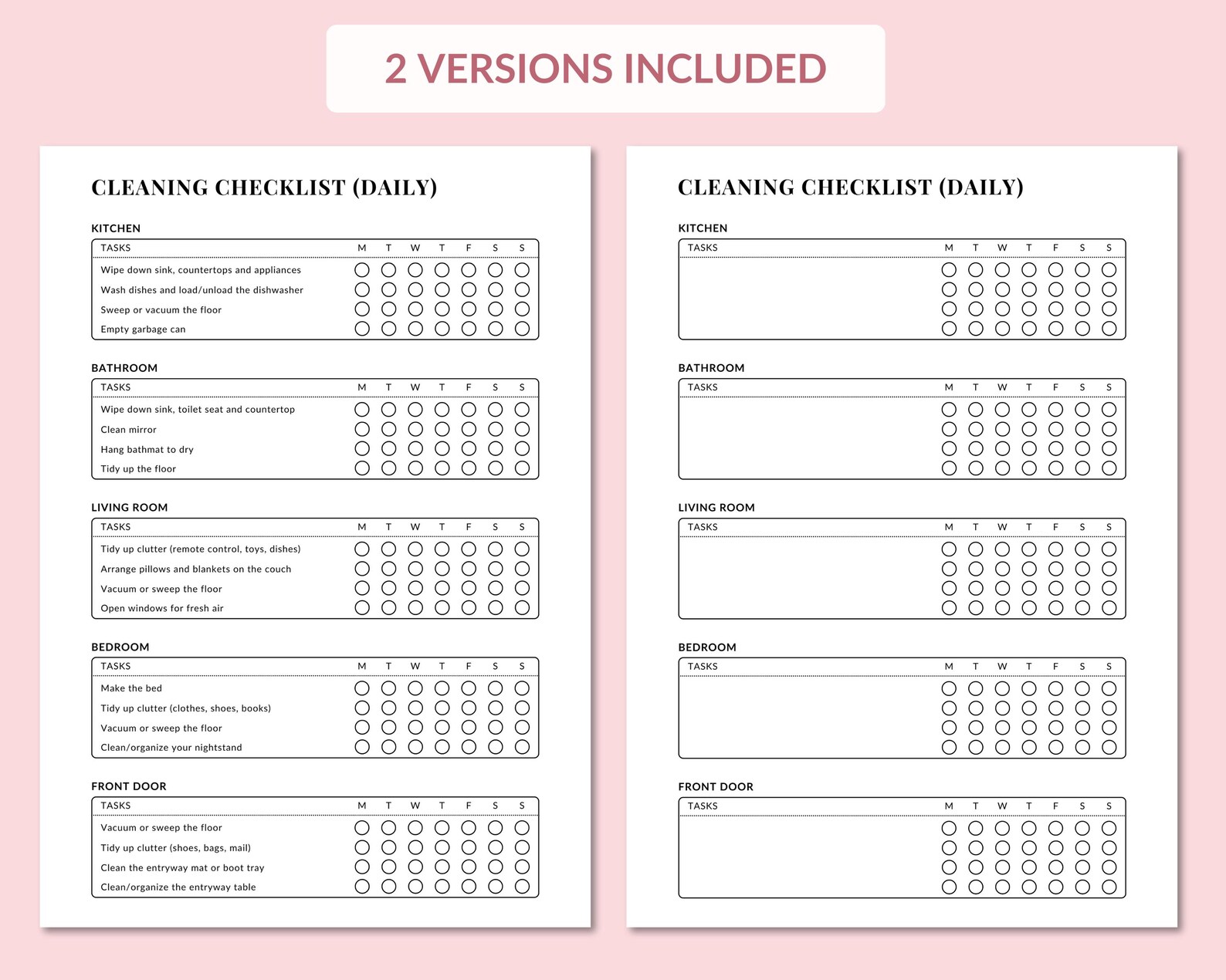 Printable Daily Cleaning Checklist, Household Chore Tracker (digital ...