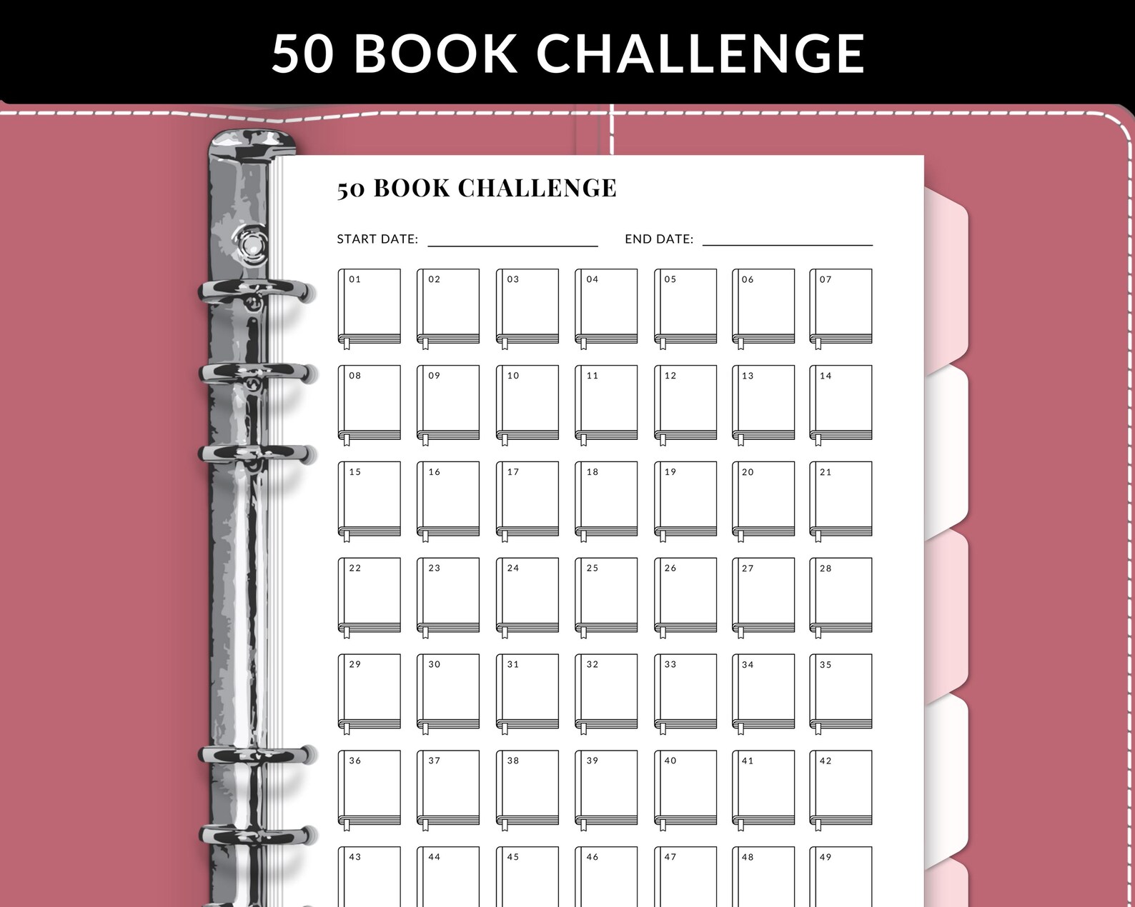 50 Book Reading Challenge, Printable Tracker (digital Download) - Etsy