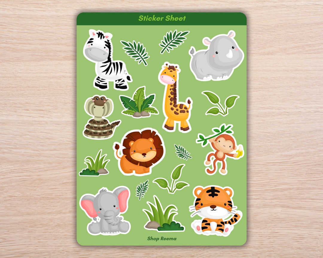 Jungle Animals, Safari Animals, Animal Sticker Sheet, Animal Journal ...