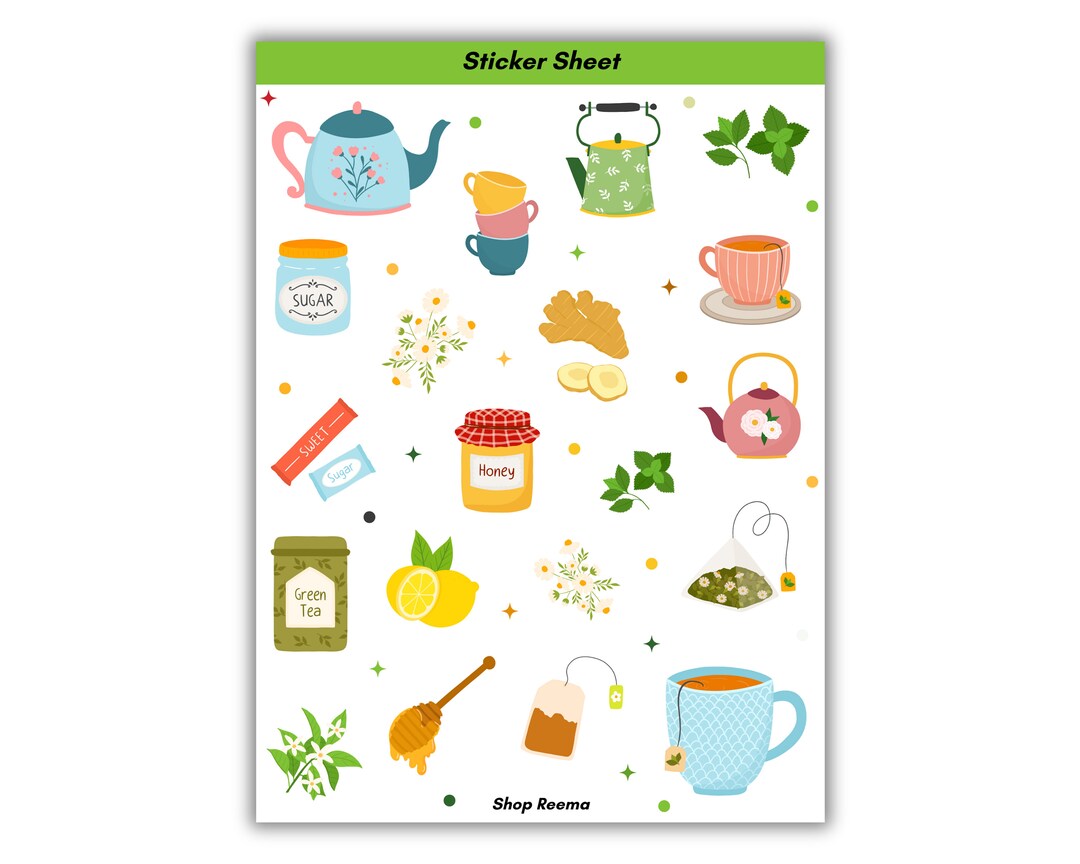 Tea Time Sticker Sheet, Bullet Journal Stickers - Etsy