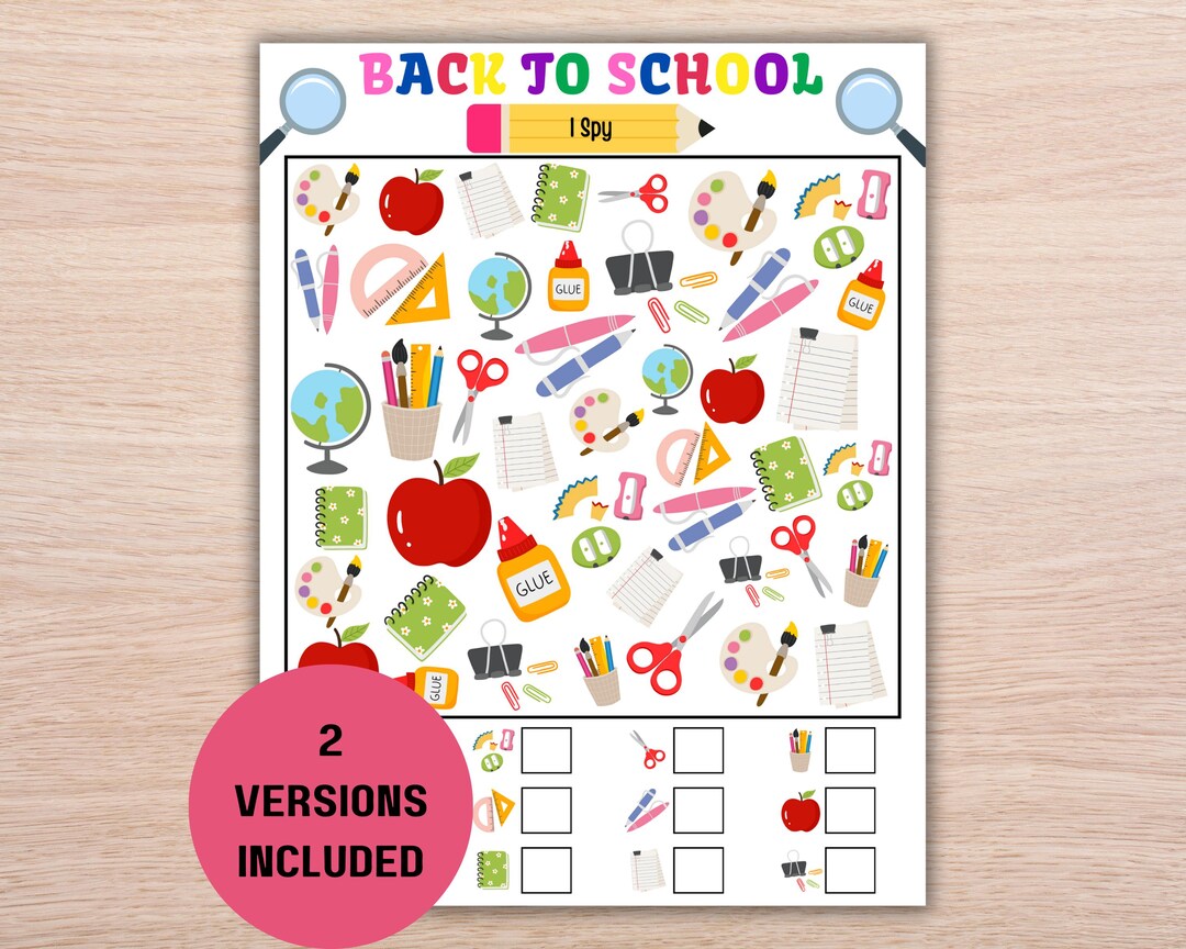 Back to School I Spy Game, Printable Back to School Activity, Back to ...