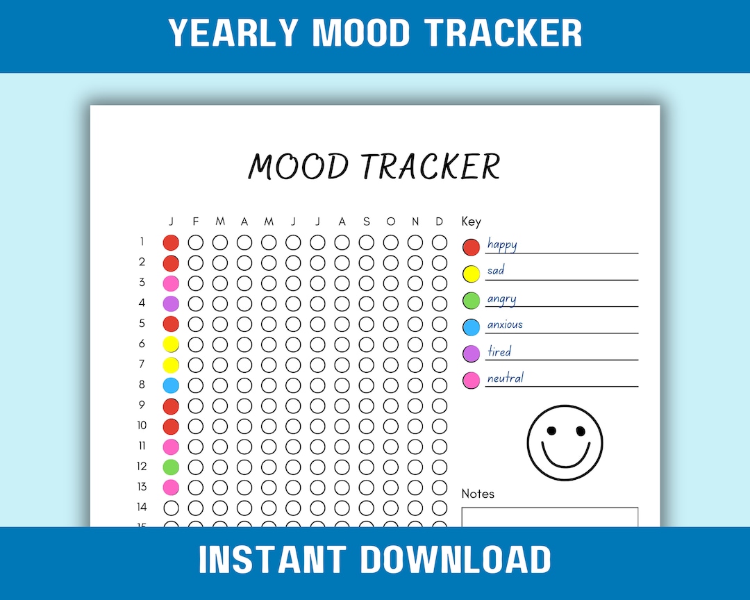 Yearly Mood Tracker, Mood Chart, Emotion Tracker, Mood in Pixels ...