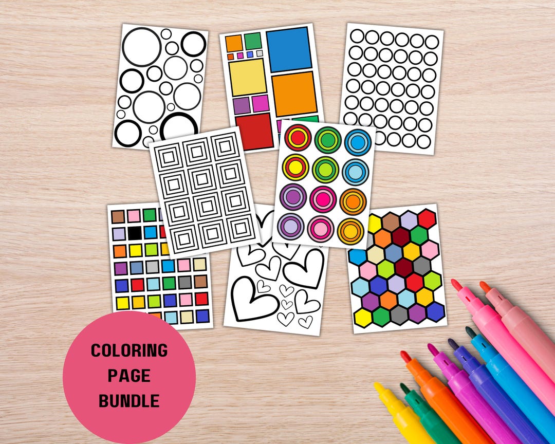 Easy Coloring Page Bundle, Simple Coloring Page Printable, Bold Easy ...
