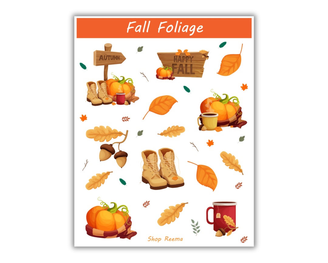 Warm Cozy Fall Foliage Sticker Sheet - Etsy