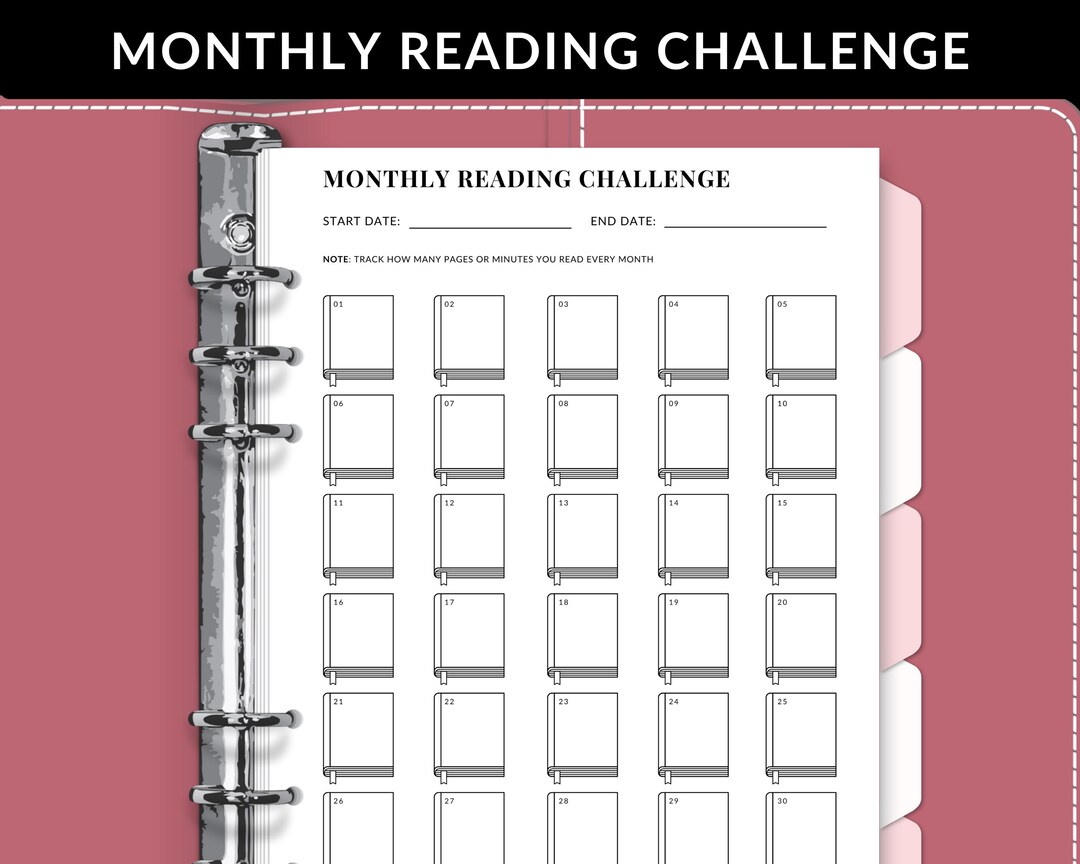 Monthly Reading Challenge, Printable Reading Log (digital Download) - Etsy