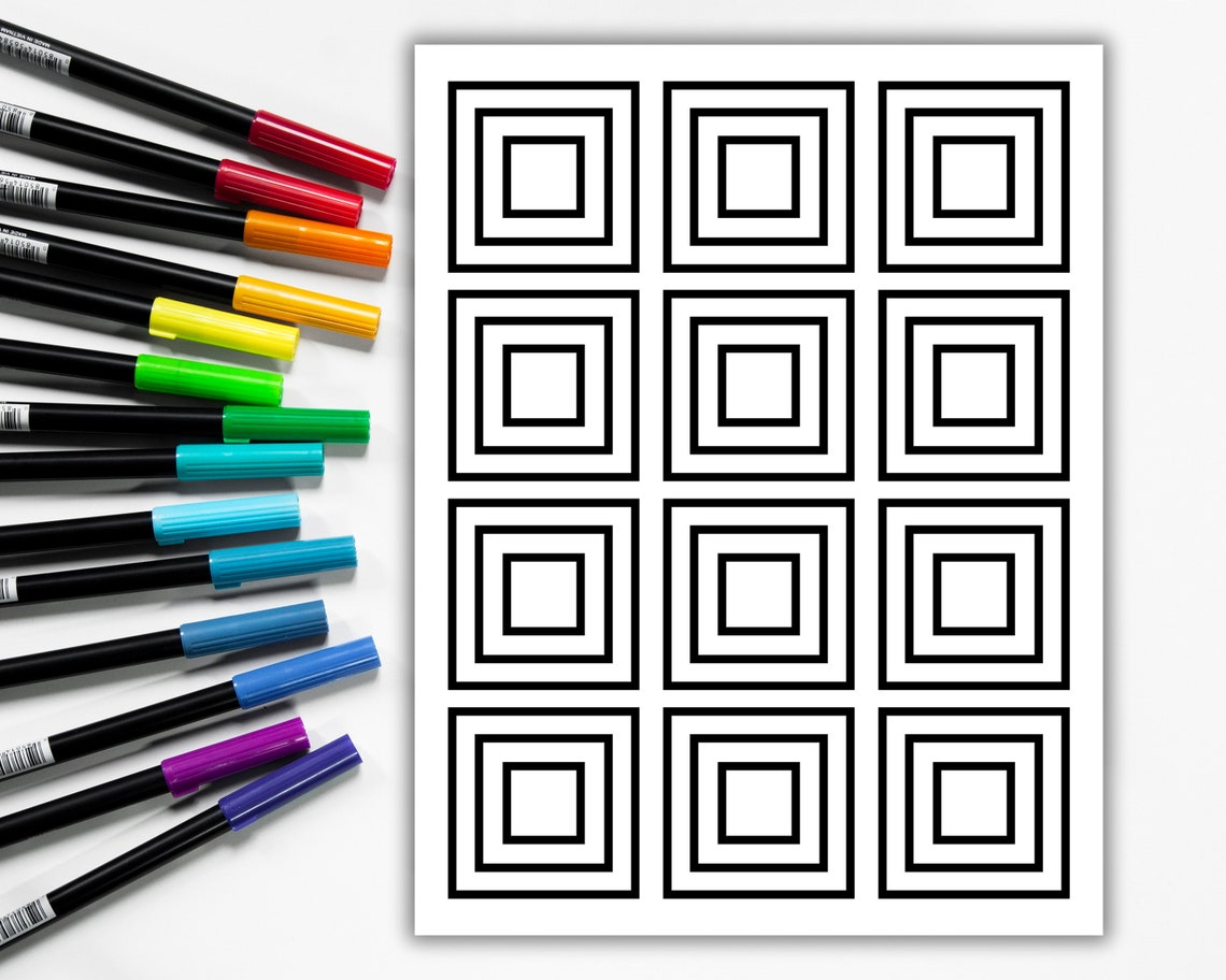 Easy Coloring Page, Simple Coloring Page Printable, Square Coloring ...