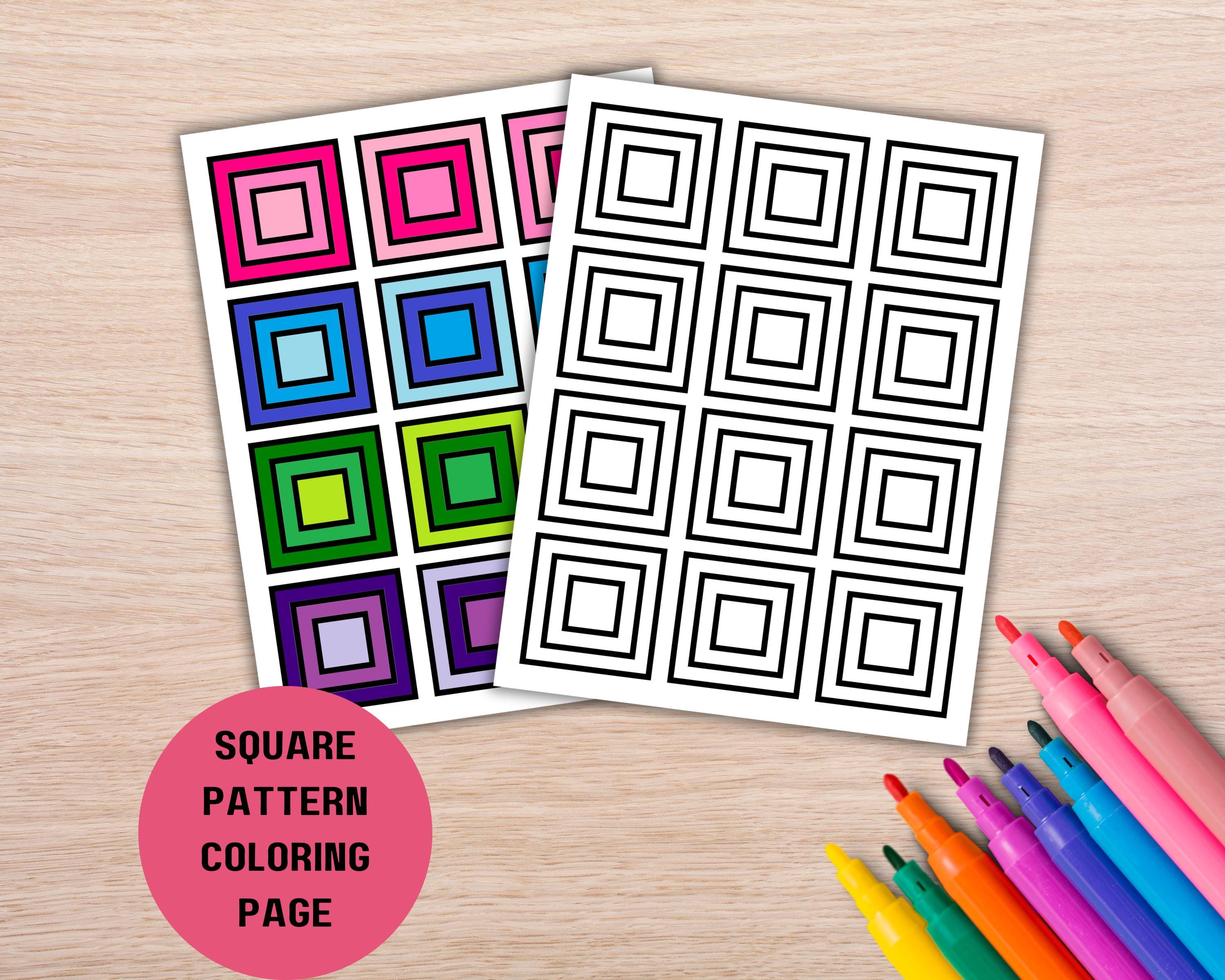 Easy Coloring Page, Simple Coloring Page Printable, Square Coloring ...