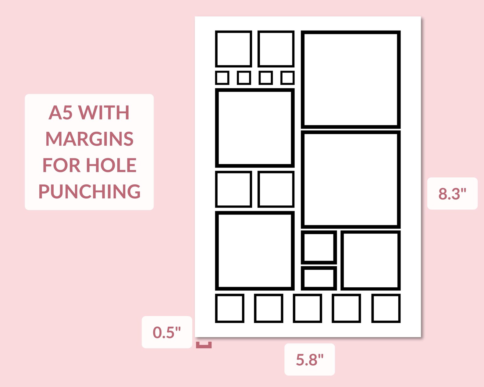 Square Coloring Page for A5 Journal, Simple Printable Coloring Page for ...