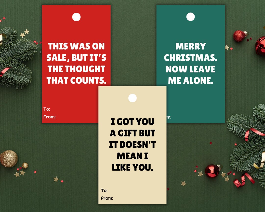 Sarcastic Christmas Gift Tags Printable, Funny Sassy Gift Tags ...