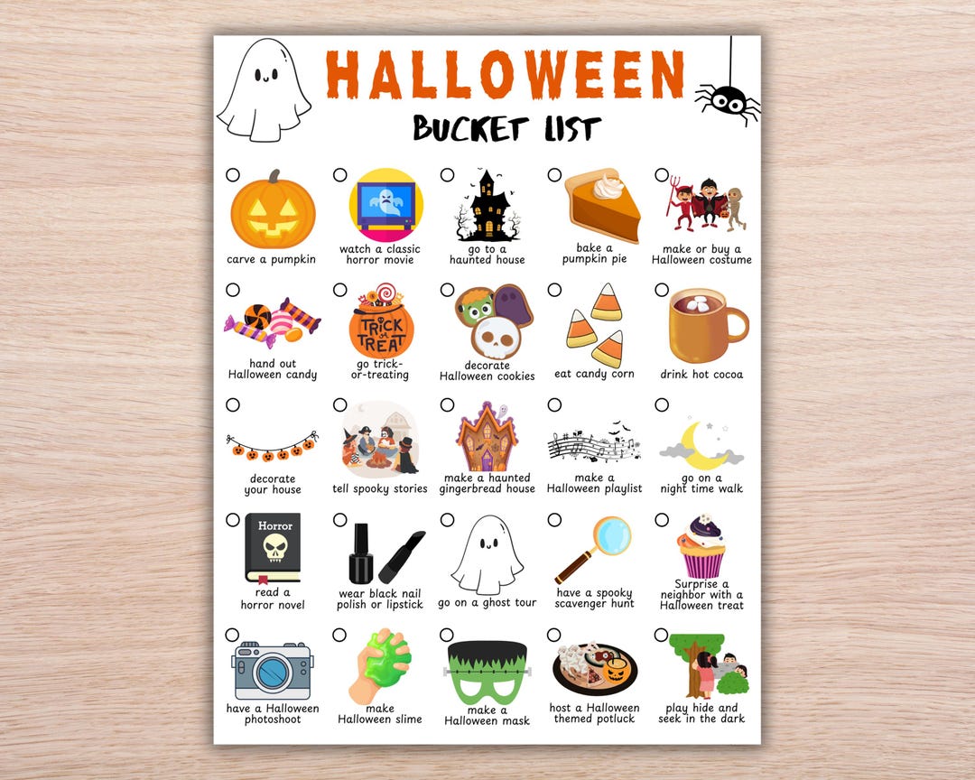 Halloween Bucket List, Printable Halloween to Do List, Fun Halloween ...