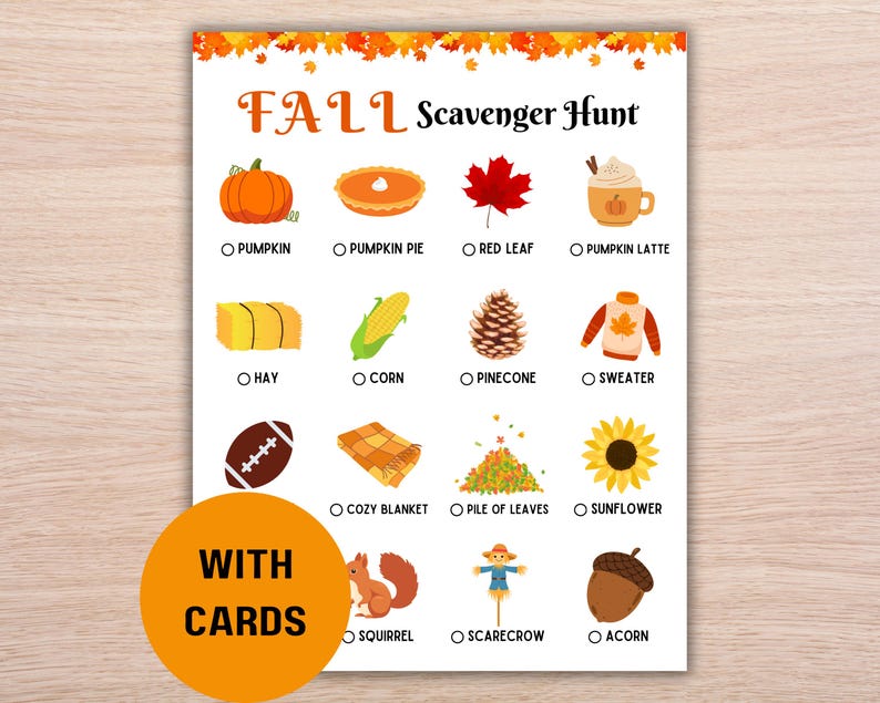 Fall Scavenger Hunt Party Game - Etsy