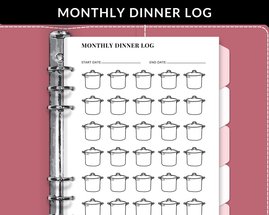 A5 Dinner Tracker, Printable Monthly Food Log (digital Download) - Etsy UK