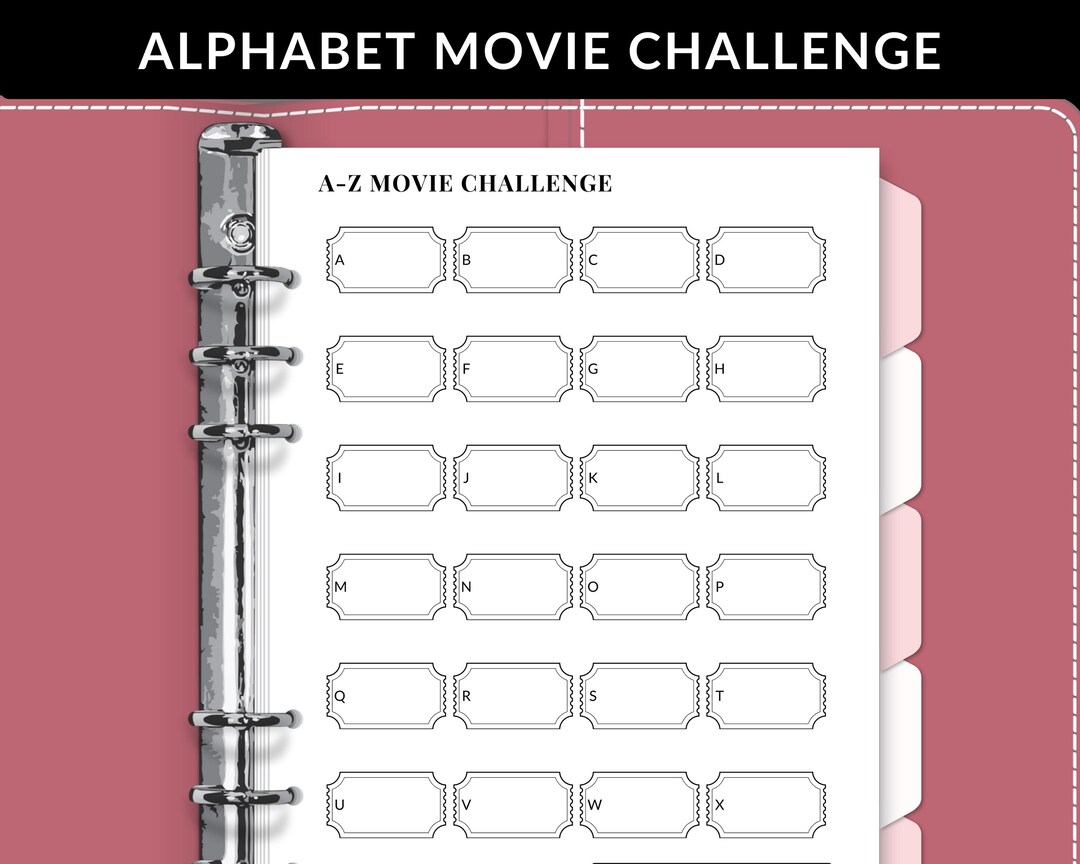 Alphabet Movie Challenge Printable, A-Z Movie Log, Minimalist A5 ...
