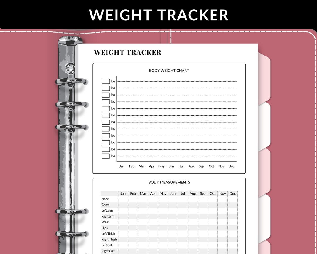 Weight Tracker A5 Journal Page, Printable Weight Tracker, Body ...