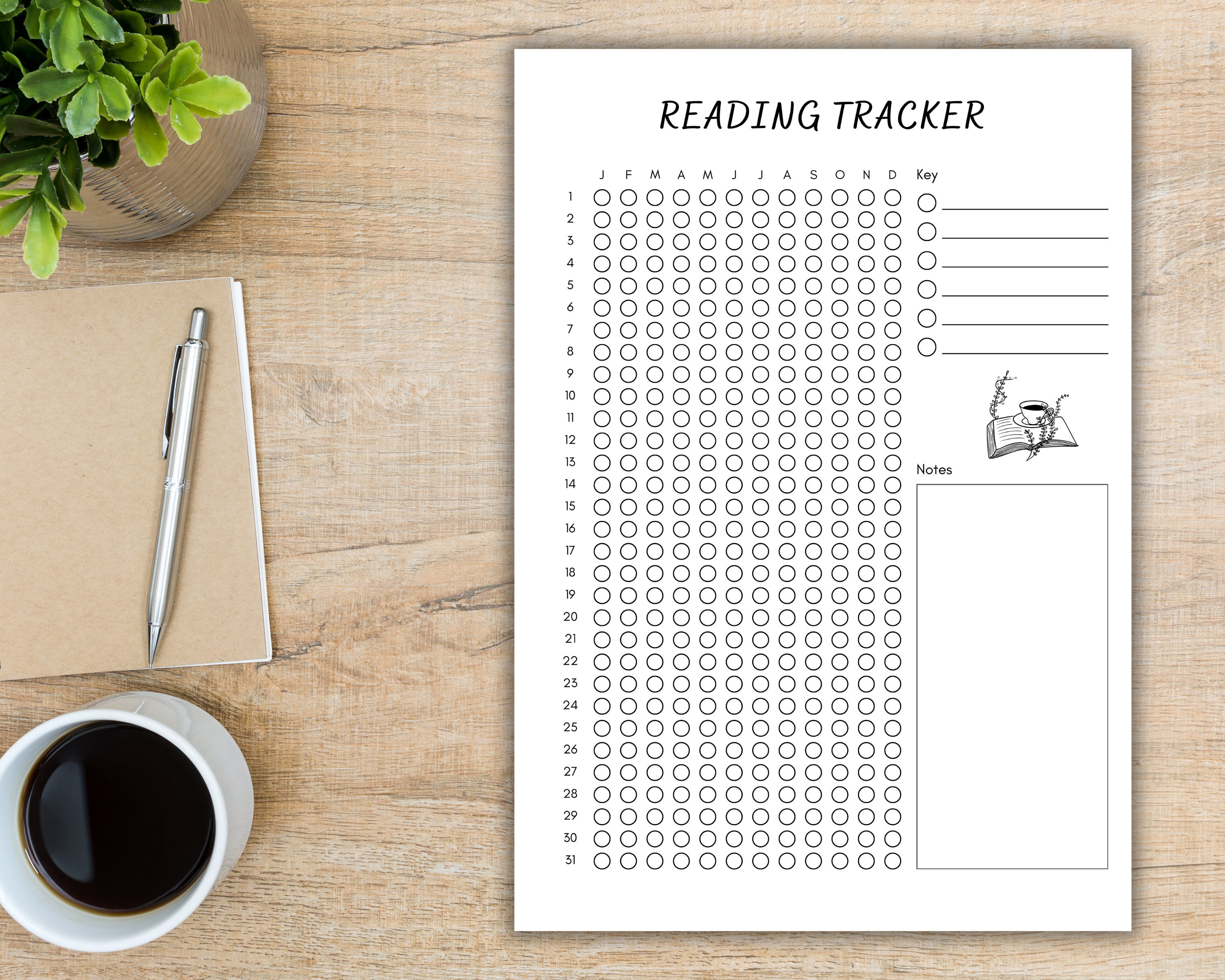 Yearly Reading Tracker, Printable Reading Log, A5 Journal Page, Daily ...