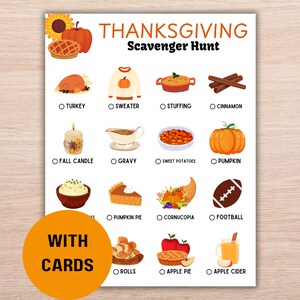 Thanksgiving Scavenger Hunt With Cards, Fall Scavenger Hunt Activity ...