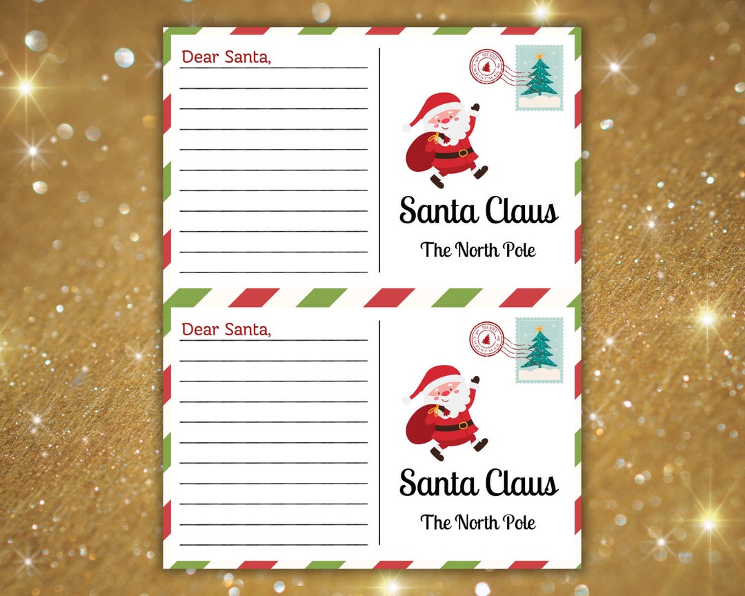 Dear Santa Postcard, Dear Santa Letter, Dear Santa Letter Printable ...