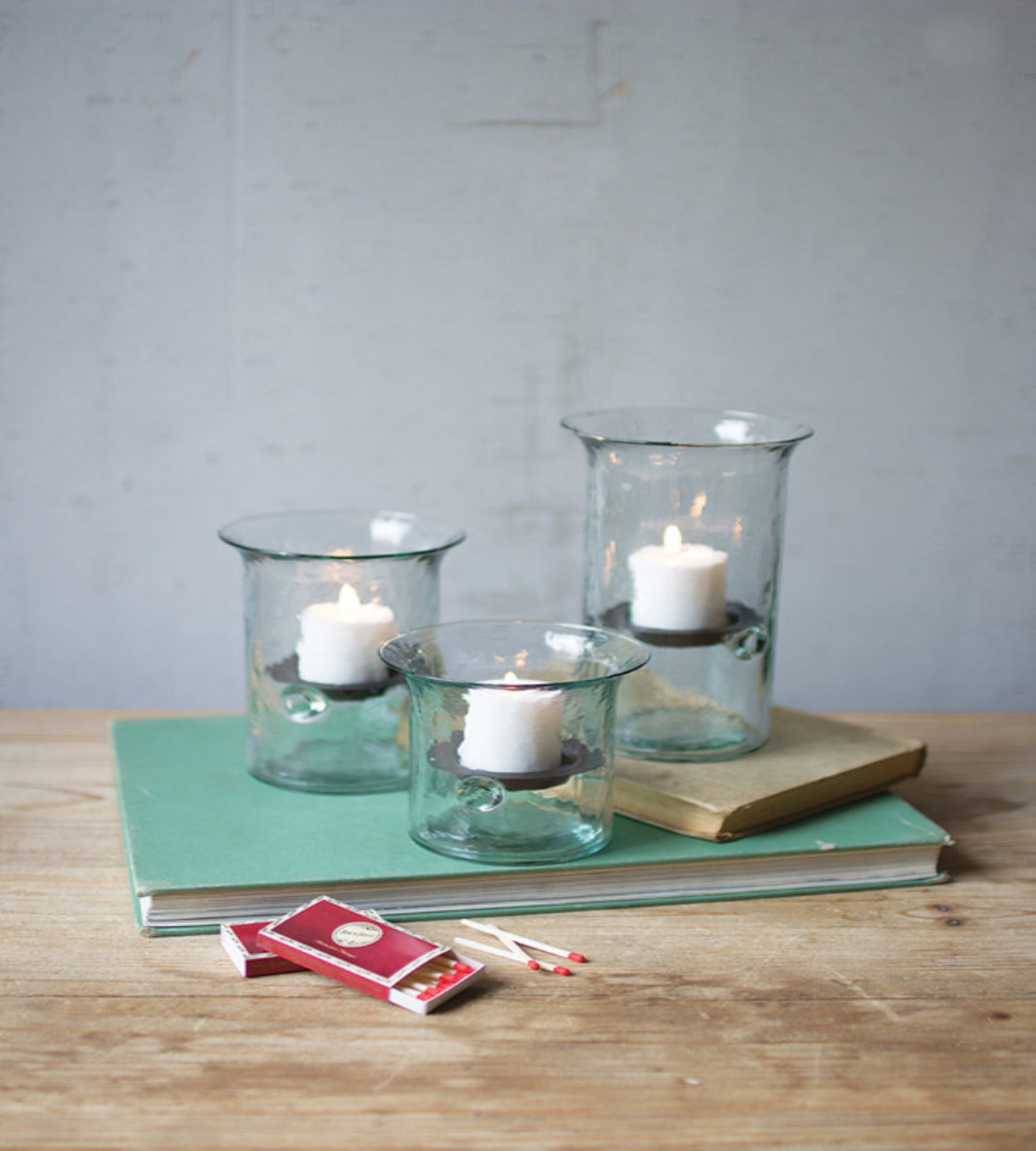 Set of 3 Recycled Glass Votive Cylinders - Etsy
