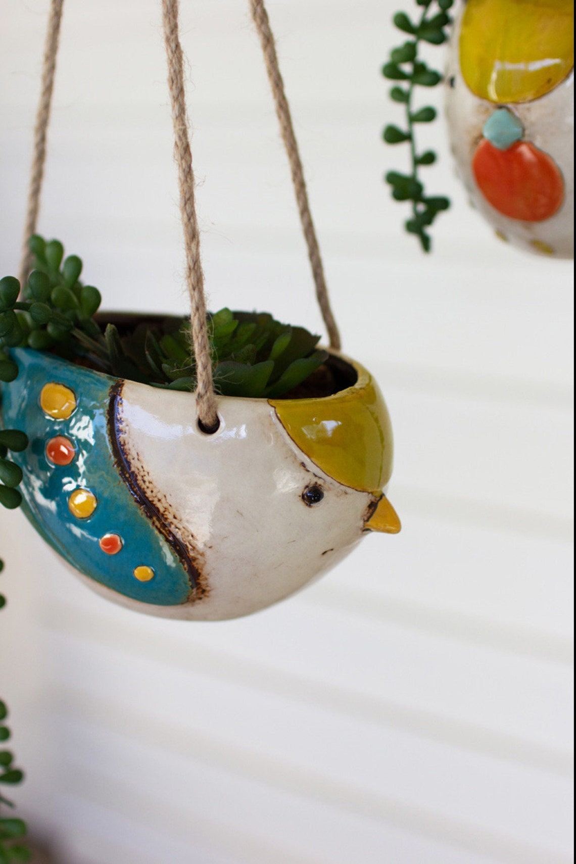 Three Hanging Bird Planters Made of Ceramic - Etsy