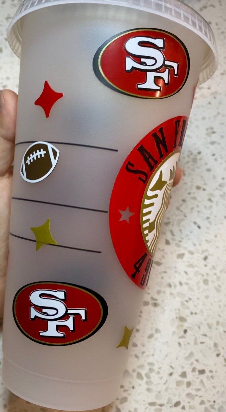 49ers Glitter Cold Cup | San Francisco Football | Reusable Venti ...
