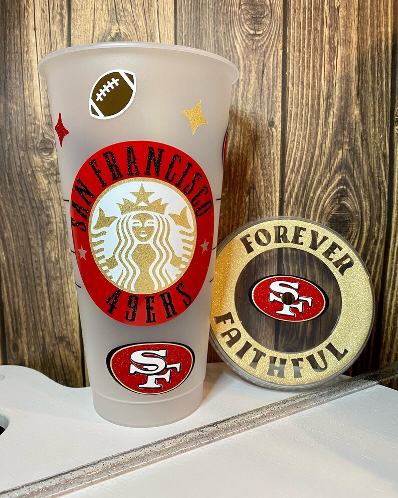 49ers Glitter Cold Cup | San Francisco Football | Reusable Venti ...