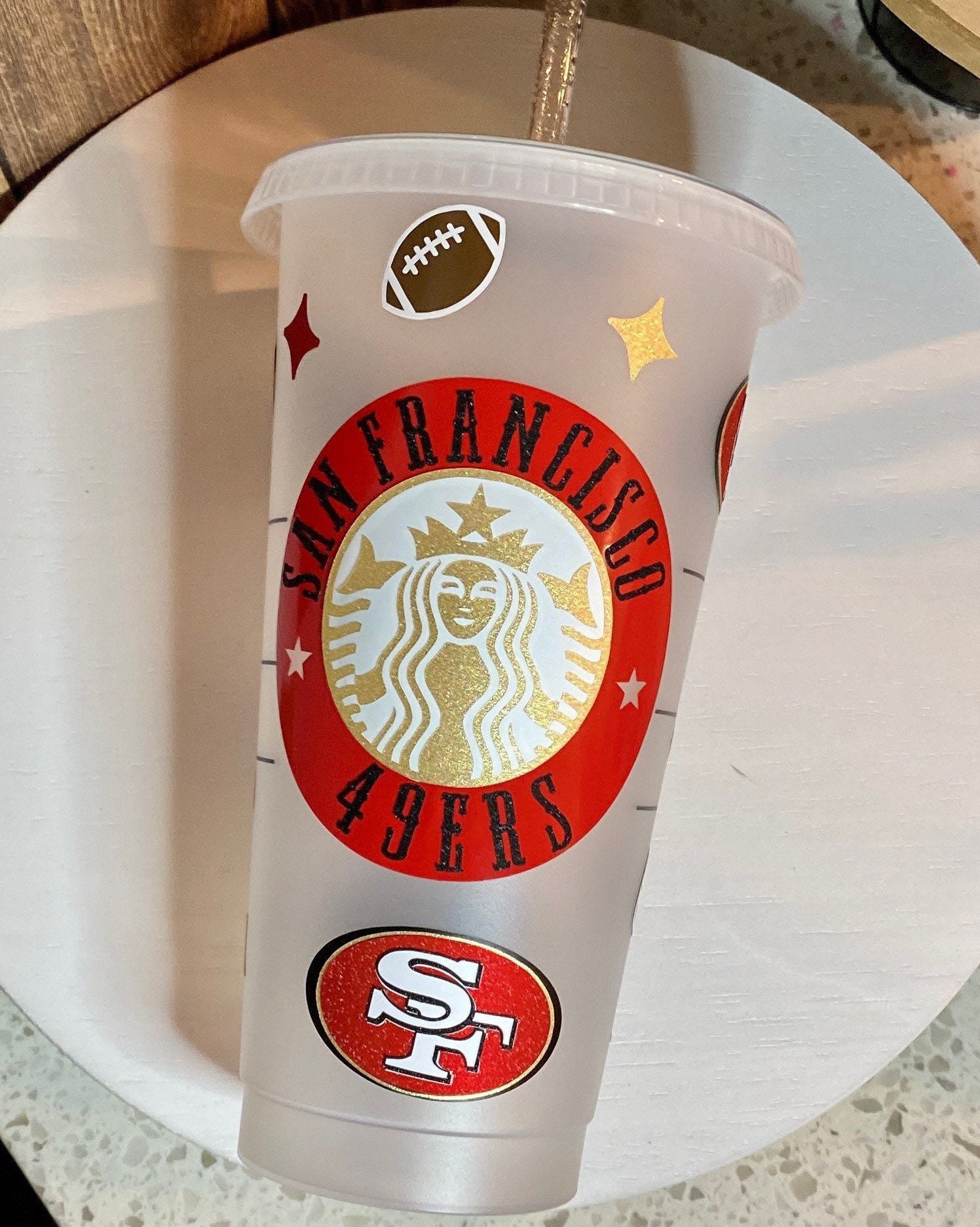 49ers Reusable Cold Cup | Niners Cold Cup | 49ers Glitter Cup | Venti ...