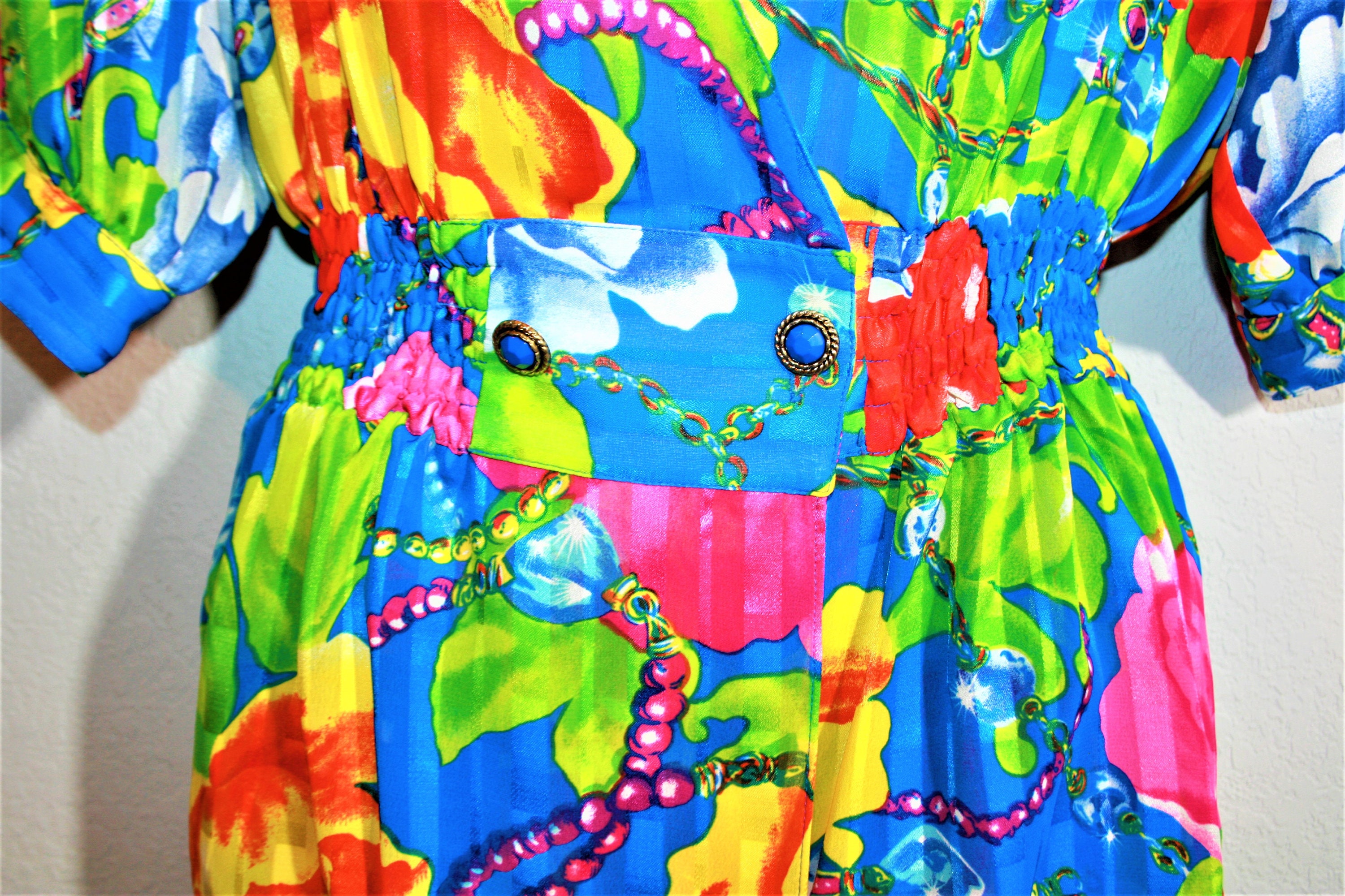 RARE! Vintage Kanga Collection by Dale Tryon 80s Floral Pleated 3 Piece ...