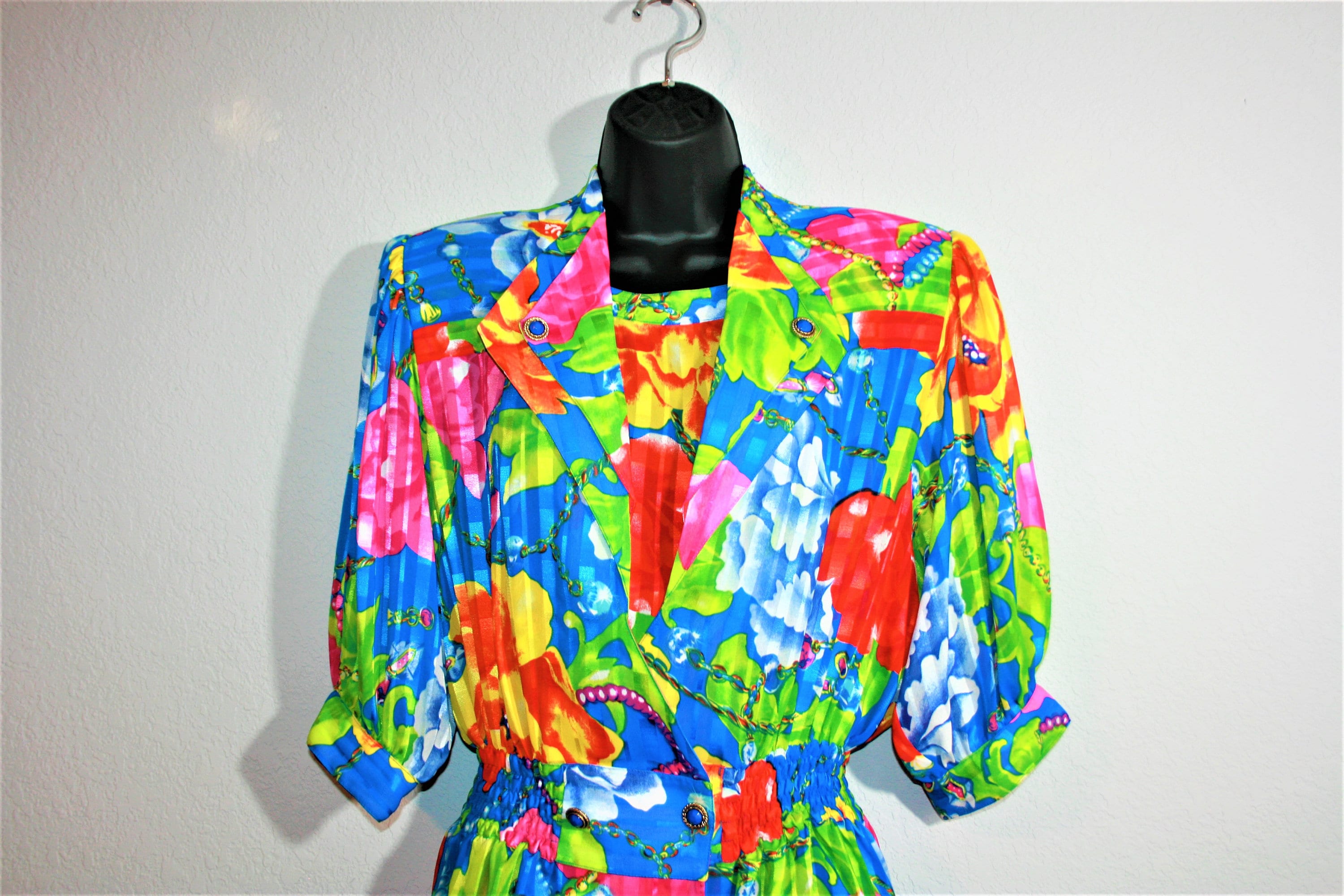 RARE! Vintage Kanga Collection by Dale Tryon 80s Floral Pleated 3 Piece ...