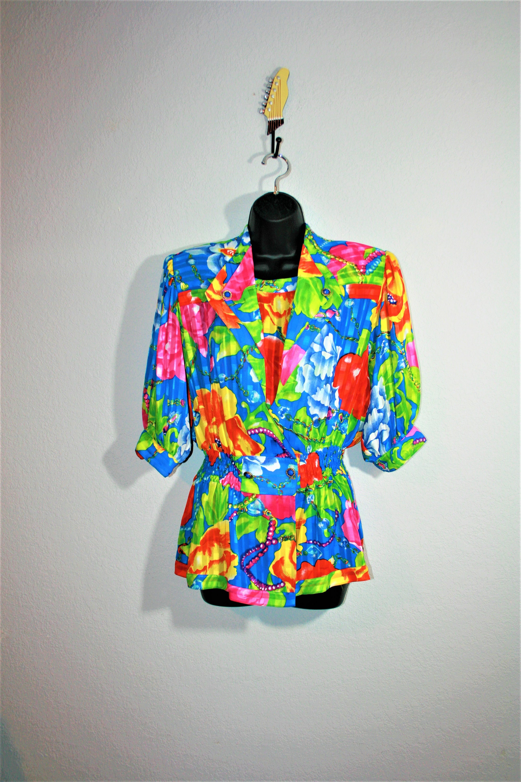RARE! Vintage Kanga Collection by Dale Tryon 80s Floral Pleated 3 Piece ...