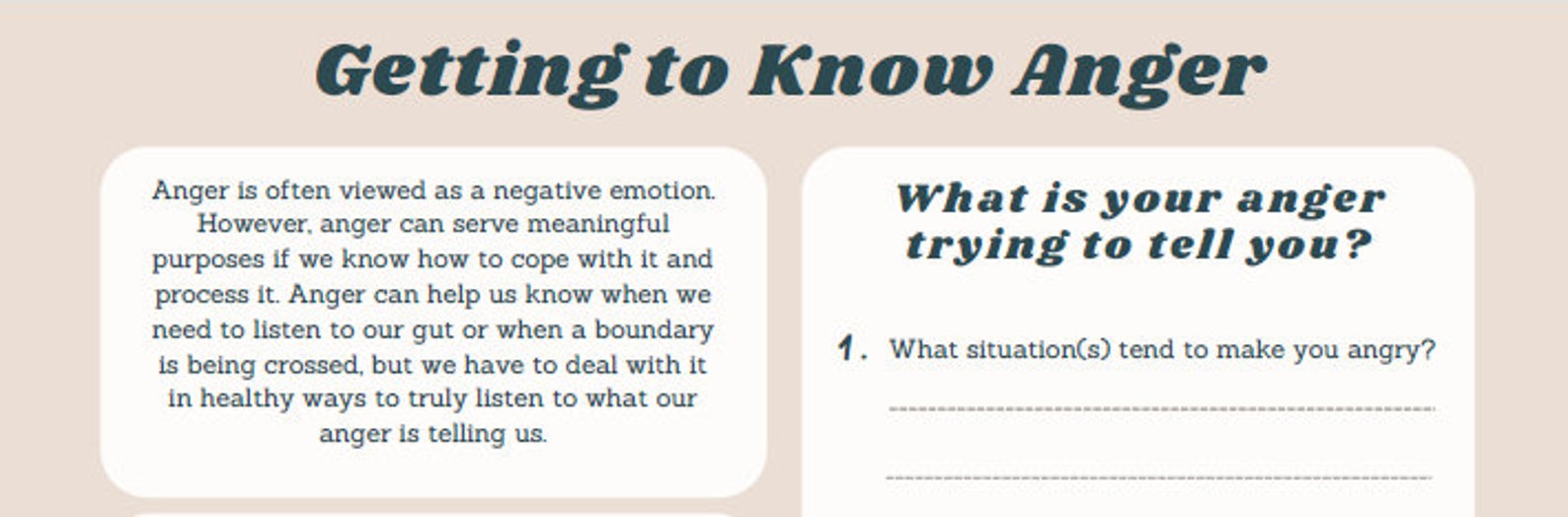 Getting to Know Anger Worksheet - Etsy