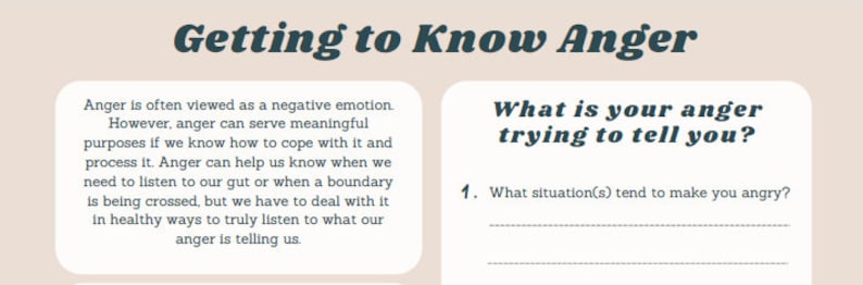 Getting to Know Anger Worksheet - Etsy