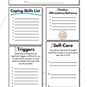 Coping Skills Worksheet - Etsy