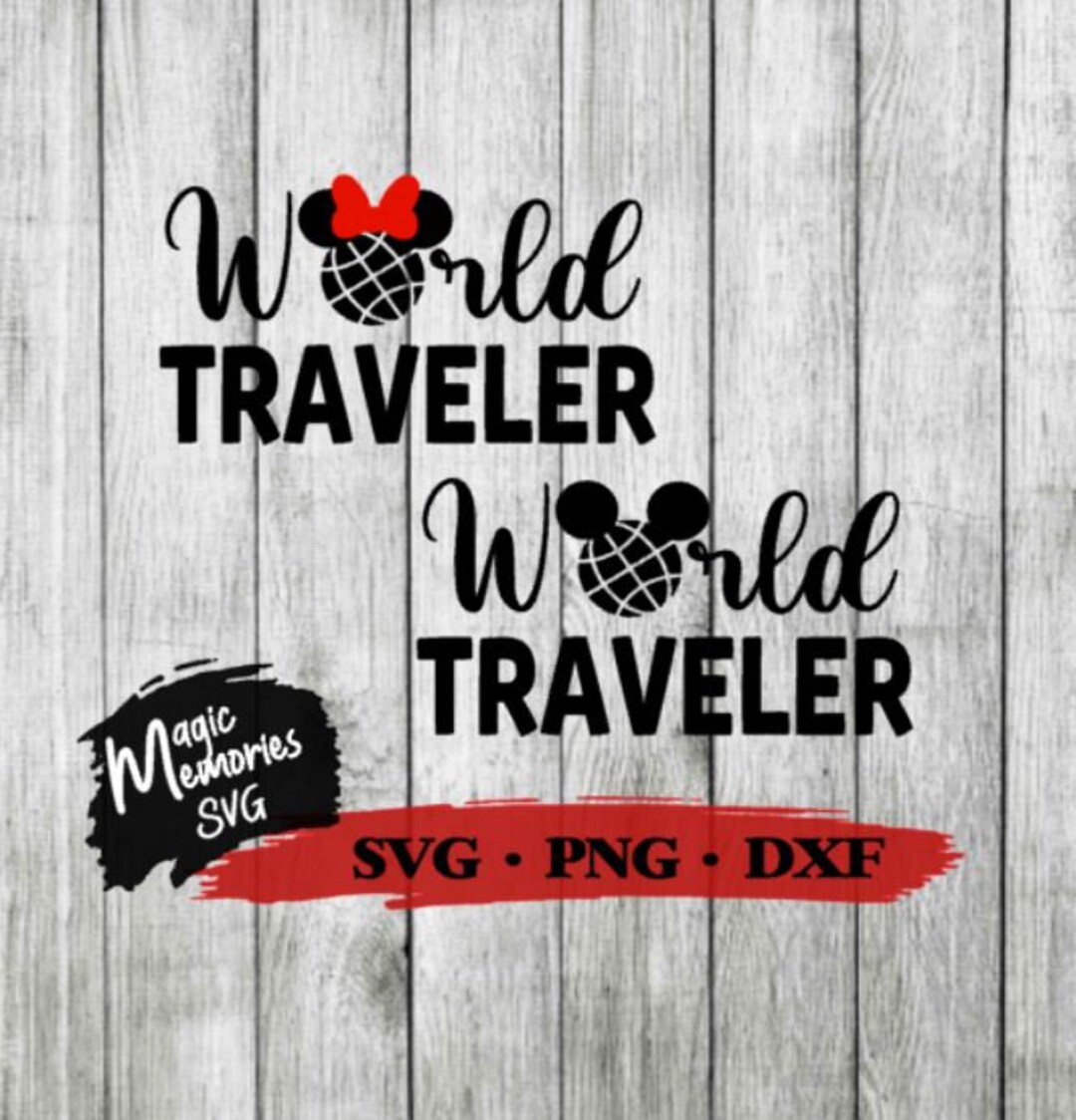 Mickey and Minnie World Traveler Digital Download SVG and PNG, Cut File ...