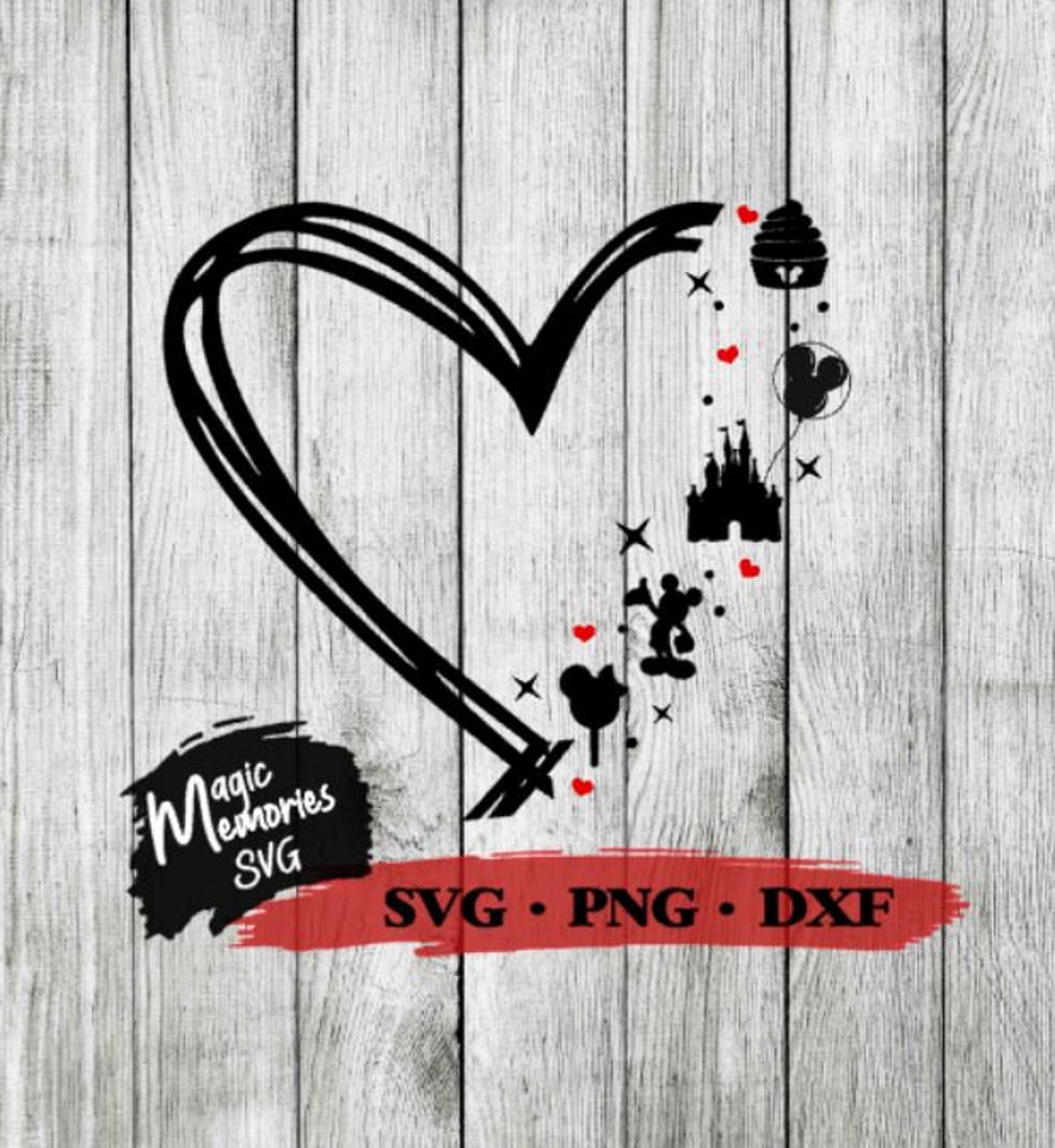 Mickey Inspired Heart Digital Download SVG, PNG and DXF Cut File ...